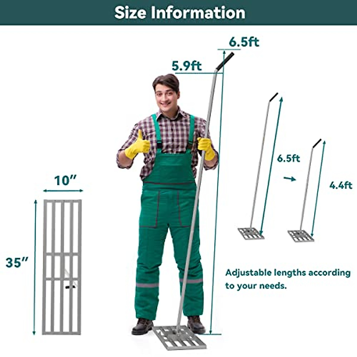 FXW Lawn Leveling Rake 35" 6.5ft Lawn Leveler Ground Full Stainless Steel Leveling Rake Landscape Rake Topdressing Spreader Levelawn Tool for Backyard, Garden, Golf Couse, Farm, Pasture