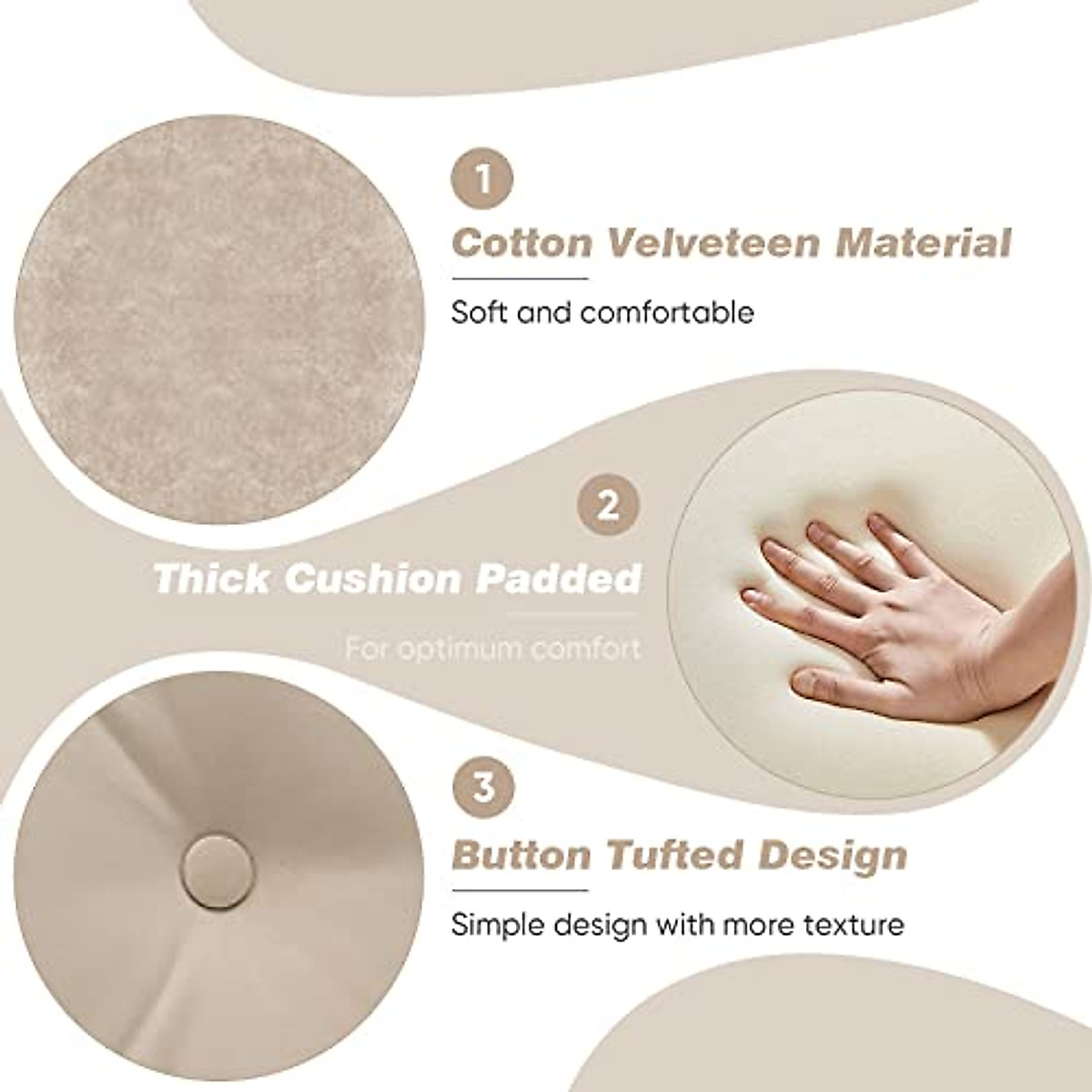 Deolme Velvet Rocking Chair, Upholstered Glider Rocker Accent Chair, Modern Armchair with High Back for Nursery, Comfy Side Chair for Living Room, Bedroom (Beige)