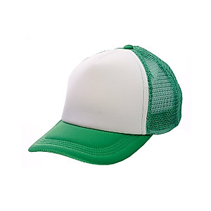 NYFASHION101 Blank Mesh Adjustable Snapback Cotton 6-Panel Trucker Hat Cap, Kelly Green/White