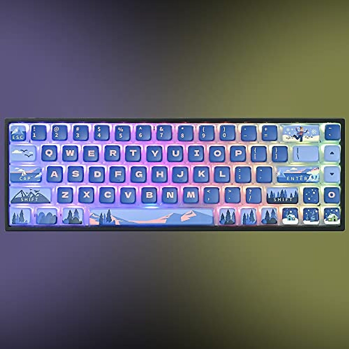 Fogruaden Pudding Keycaps 60 Percent, 118 Dye-Sublimation Keycaps Set, ASA Profile Custom Keycaps for Cherry Gateron MX Switches Mechanical Keyboard(Blue Polar)