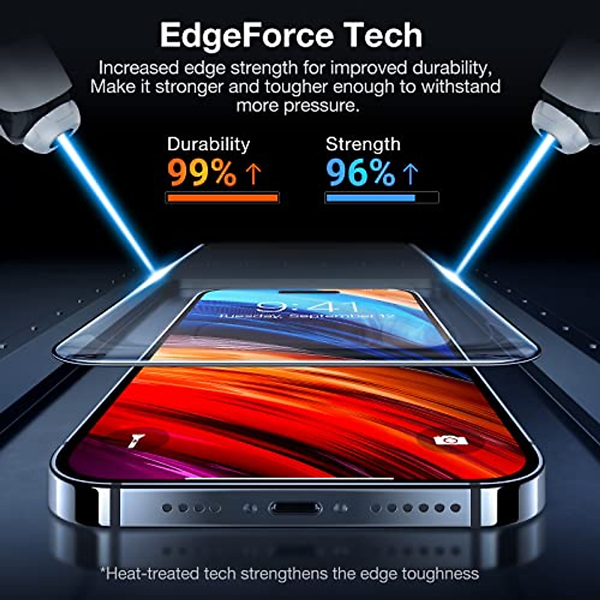 TORRAS Diamond Shield Screen Protector for iPhone 14 Pro Max [Military-Grade Protection] 9H Shatterproof Tempered Glass iPhone 14 Pro Max Screen Protector Edge-to-Edge Invisible Glass, 6.7" - 2 Pack