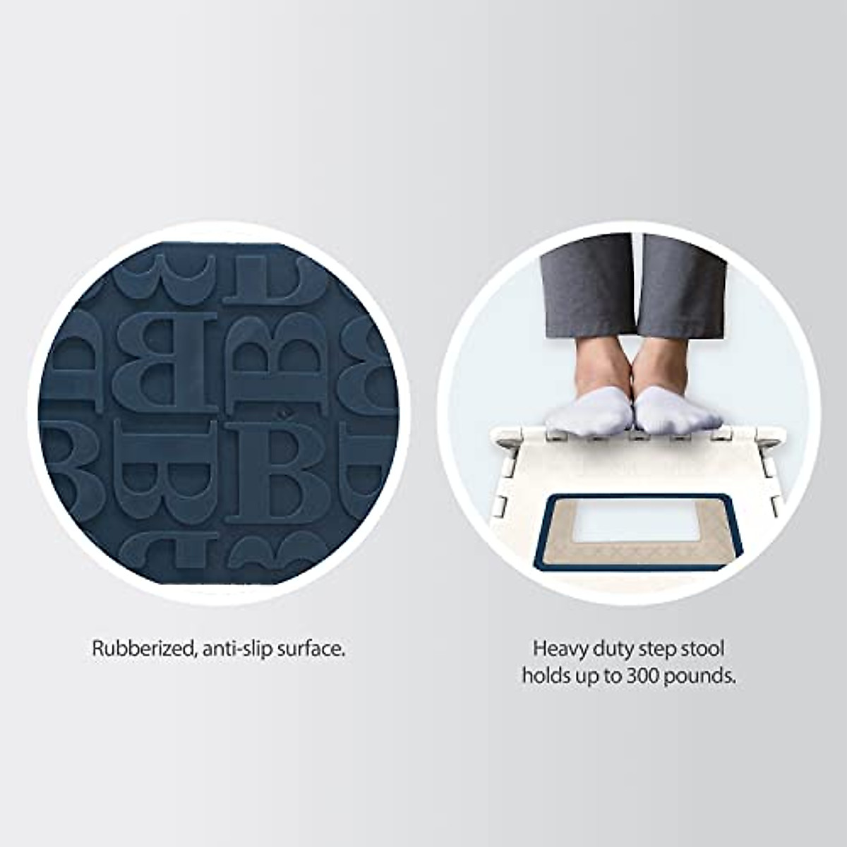 BROOKSTONE 13" Non-Slip Textured Grip Surface, Foldable Space Saving Design, Carrying Handle, Holds Up to 300 Pounds, for Kitchen and Rest of Home