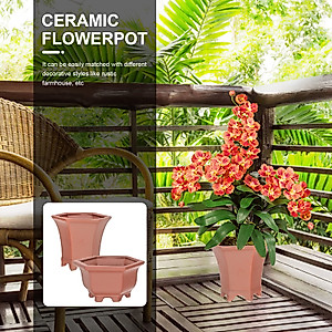 YARNOW Terra Cotta Pots 4pcs Planting Plant Office Pottery Desk Terracotta Flower Small Drainage Favor Ceramic Plants Bonsai Pots Wedding Flowerpot Clay Indoor Planters Hexagon Chinese Orchid Pots