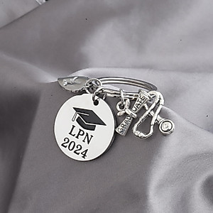 LQRI LPN 2024 Keychain LPN Keychain Caduceus Women Jewelry Licensed Physicians Nurse Graduation Gifts LPN Gifts(LPN)