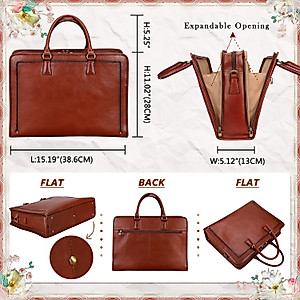 Banuce Full Grains Italian Leather Briefcase for Women Handbags 14 Laptop Business Bags Attache Case Satchel Purses Ladies Work Bag Brown