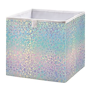 Holographic Rainbow Swirl Basket Cube Storage Bins Fabric Storage Baskets Collapsible Decorative Storage Box with Handles Organizer Bag for Shelf Closet Toy Gift 15 x 11 x 7