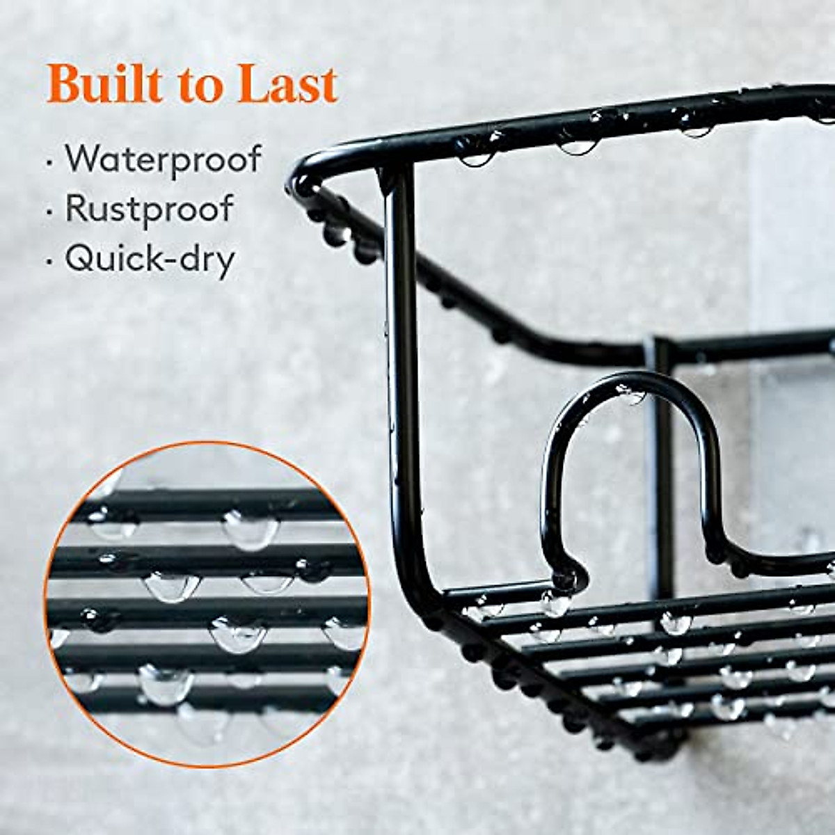 Lifewit Shower Caddy, Rustproof Stainless Steel Shower Organizer, No Drilling Traceless Adhesive Shower Shelves For Bathroom & Kitchen Storage, 2-Pack Shower Shelf (Matte Black)