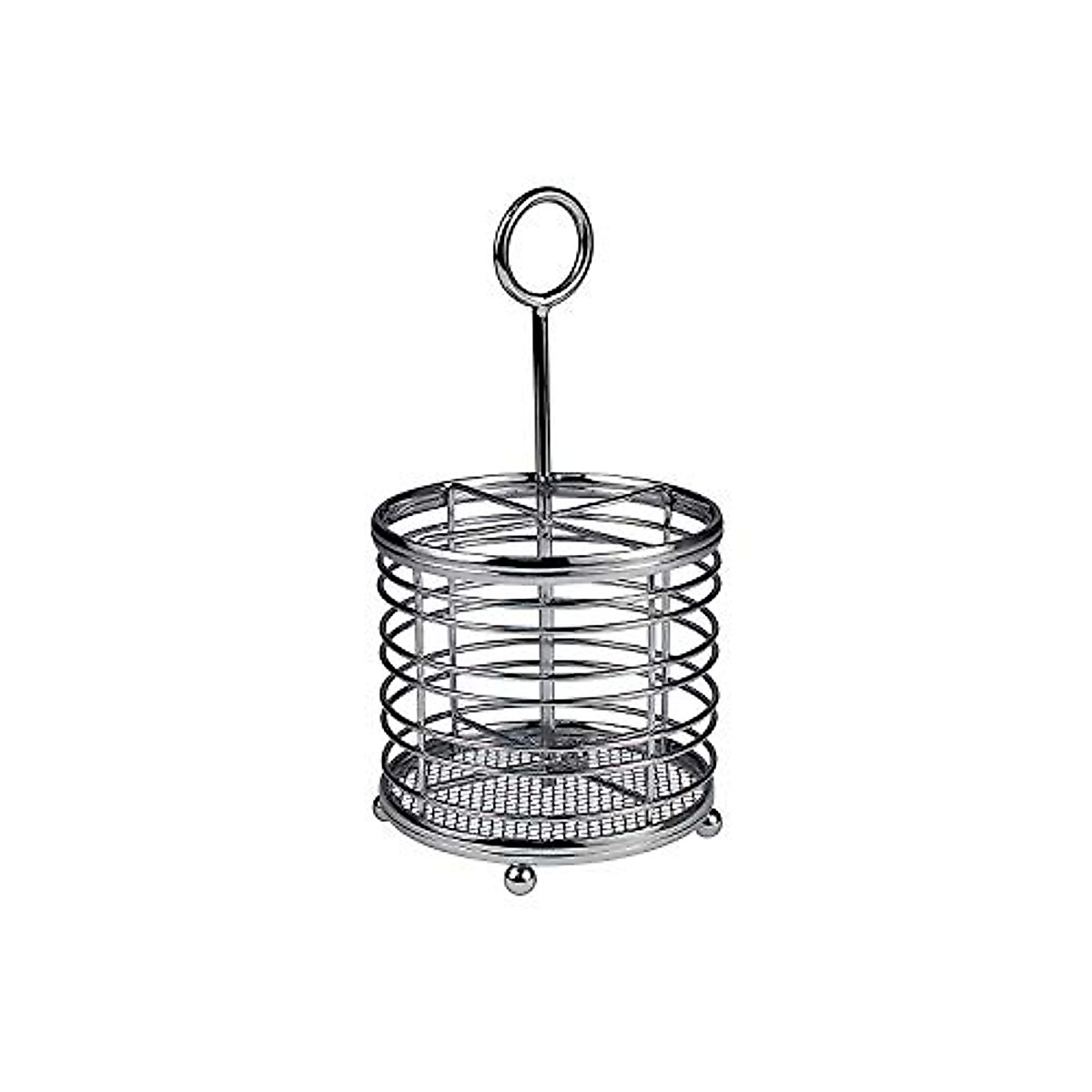 Spectrum Diversified Contempo Caddy Cutlery, Modern Dining Table Décor & Kitchen Organization, Silverware Holder with Handle, Chrome