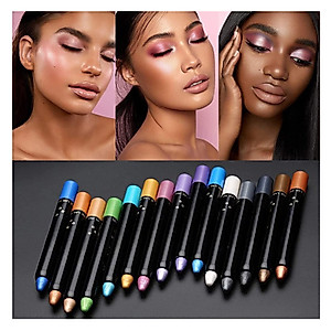 Flashstar Eyelid Color Eyeshadow Pencil, 15 Color Set - Waterproof Glitter Eye Shadow Eyeliner Pen for Women, Metallic Eyeliner Kit, Pearl Eyeliner