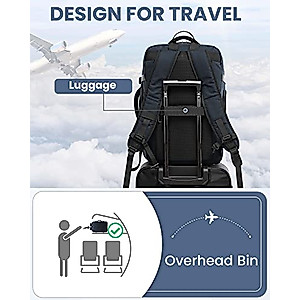LOVEVOOK Travel Backpack, Expandable 40L Extra Large Carry on Backpack, Flight Approved, Anti-Theft Water Resistant 17 Inch Weekender Backpack for Men Women, with USB Port, Navy Blue