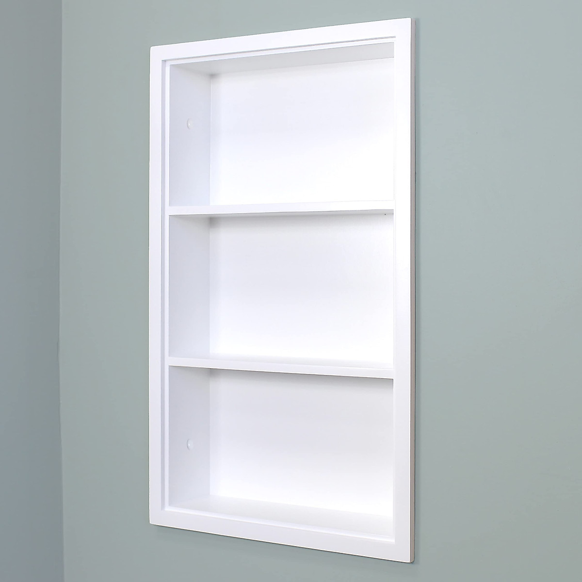 Fox Hollow Furnishings 14x24 Sloane Recessed Wall Niche Medicine Cabinet Replacement, in The Wall Bathroom Cabinet Insert Shelf/Shelves, Made in North America, Real Wood, NO MDF, White Plain Back