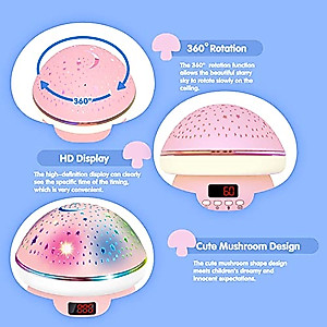 Star Night Light Projector for Kids Bedroom with Timer & Remote Control, Nightlights Lamp with 8 Colors Options 3 Levels of Brightness, Sleep Helper Gift Toys for 2-10 Year Old Girls Boys (Pink)