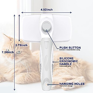 Crala Self-Cleaning Slicker Brush for Dogs & Cats, Grooming Combs for Short & Long-Haired Dogs, Cats, Rabbits & More - Gently Removes Loose Undercoat, Mats and Tangled Hair