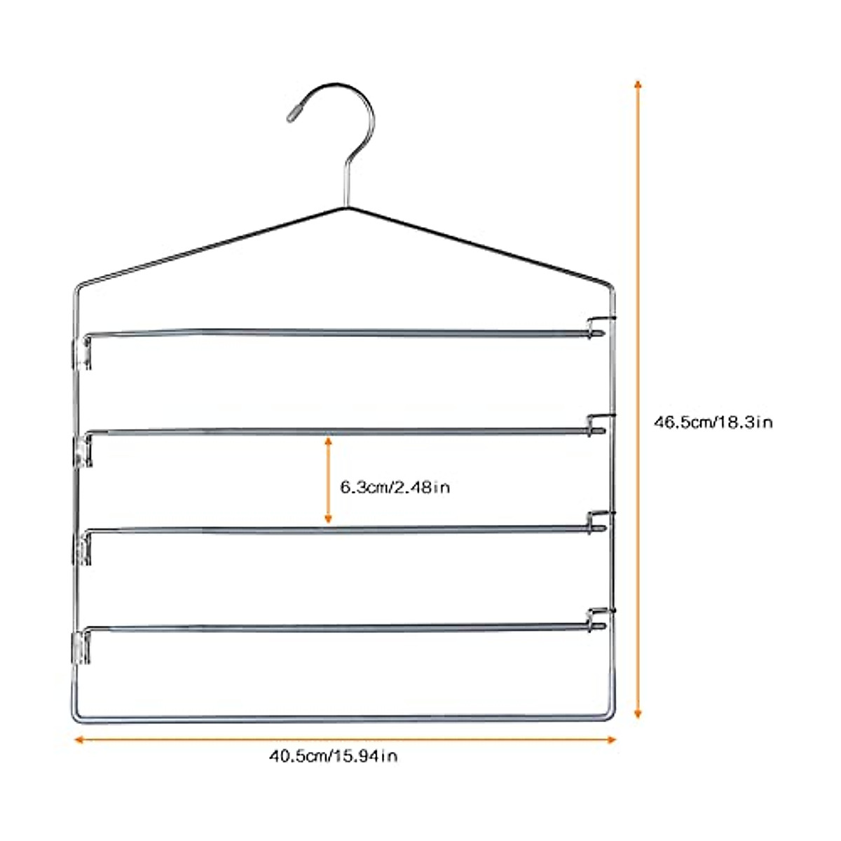 Hangers Pants Space Hanger Multiple Saving Organizer Arm Closet Hangers Jeans Pieces Rack Hanger Pants 2 Trousers with Non-Slip Pants Swing Rack Sink Rack for Top of Sink (Silver, One Size)