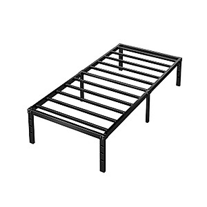 HLIPHA Metal Platform Bed Frame 14 Inch Tall Bed No Box Spring Needed,Twin Size Bed with Heavy Duty Strong Support Slats,Easy to Assemble,Black