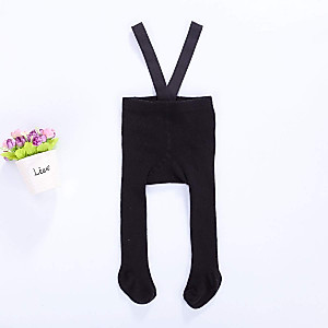 Mubineo Infant Newborn Baby High Waist Leggings Tights Socks Girls Boys Toddler Suspender Pantyhose (Black, 6-12 Months)