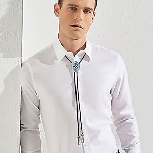 IRONBOX 5Pcs Bolo Tie for Men Handmade Western Cowboy Leather Necktie Totem Element Halloween Costume Accessories