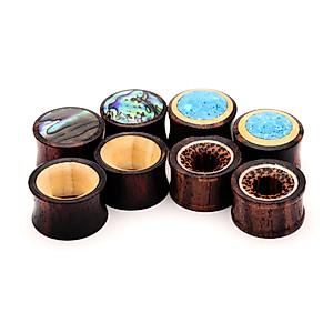 Mystic Metals Body Jewelry Set of 4 Pairs Wood Plugs with Inlays (9/16" (14mm))
