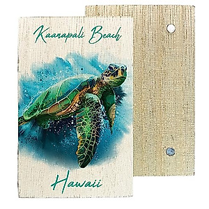 Kaanapali Beach Hawaii Beach Souvenir 2" x 3" Wooden Fridge Magnet Turtle Design Single