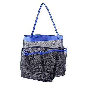 eoocvt Mesh Shower Caddy, 8 Pockets Quick Dry Hanging Toiletry Tote Bag for Bathroom Shower Organizer Accessories (Blue)