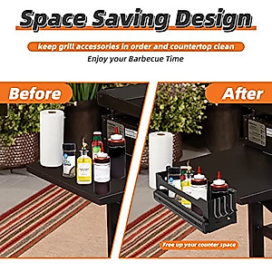 Griddle Caddy for Blackstone 28"/36" Griddles, Grill Accessories Space Saving, Stainless Steel Grill Caddy BBQ Accessories Organizer Storage with Magnetic Tool Holder & Paper Towel Holder