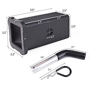 SnowyFox Newest 2-1/2" Class V to 2" Class III&IV Trailer Hitch Receiver Adapter - Heavy Duty Aluminium Alloy 2.5" to 2'' Reducer Sleeve with Hitch Pin and Clip