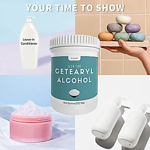 9.6 Ounce Cetearyl Alcohol for Making Lotions, Premium Cetearyl Alcohol Granules, Smooth and Emollient, Fresh and Pleasant, Suitable for Making Conditioners, Scrubs, Creams and More