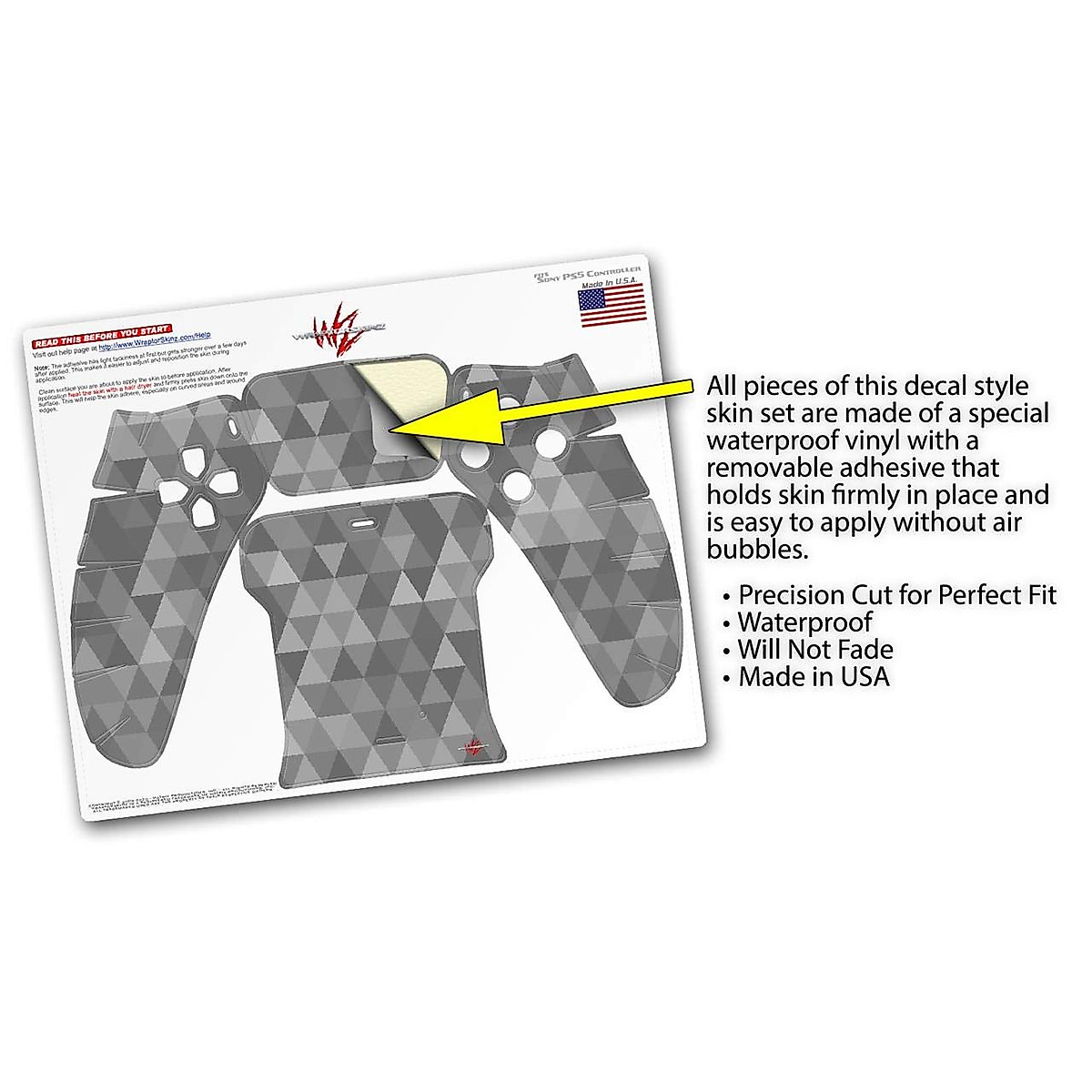 WraptorSkinz Skin Wrap compatible with Sony PS5 DualSense Controller Triangle Mosaic Gray (CONTROLLER NOT INCLUDED)