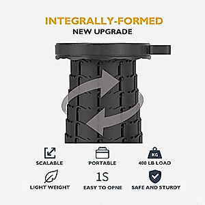 LOOVIU Portable Telescoping Stool, Camping Retractable Folding Stool with Carry Strap, Adjustable Height Plastic Stools for Camping Fishing Hiking BBQ Outdoor (Black)