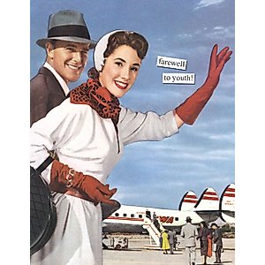 Anne Taintor Birthday Cards Funny Vintage Retro Greeting Card for Her, 4.25" x 5.5", Farewell to Youth