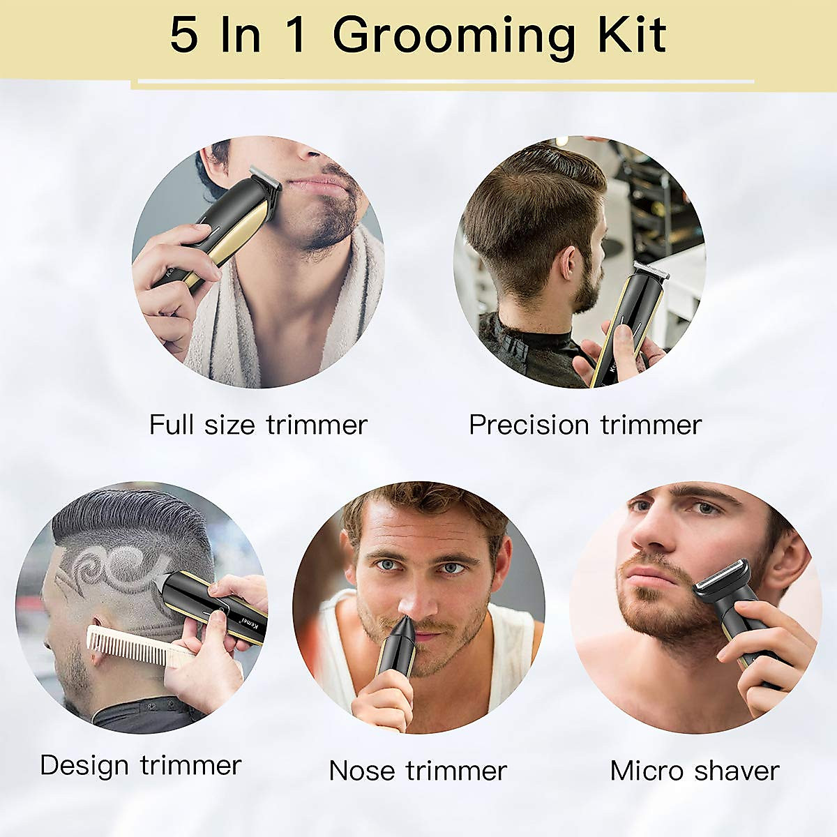 slopehill Beard Trimmer for Men, Cordless Hair Clippers Mustache Trimmer Multi-Functional Grooming Kit for Nose Ear Hair Trimmers Body Groomer All in One USB Rechargeable Waterproof