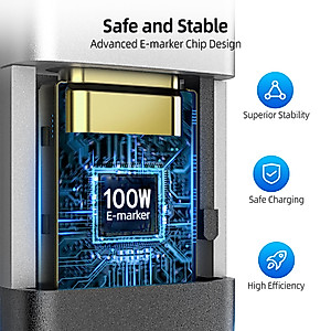 For Thunderbolt 4 Cable 40Gbps 2 in 1 USB C Cable 100w E-Marker 8k/5k Single and 4k Dual Displayport Cable Video Type C Cable USB C to USB C/A cable Fast Charging Data Transfer Cable 3.3FT