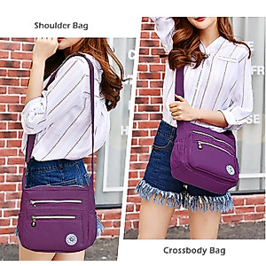 LassZone Nylon Crossbody Bag for Women Multi Pocket Casual Messenger Bag Lightweight Shoulder Handbag Ladies Waterproof Travel Purse