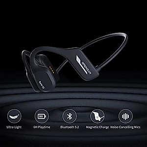 Bone Conduction Headphones Bluetooth Swimming Headphones, Hiteblaz IP68 Waterproof Underwater Headphones for Swimming Earbuds, Clear Call, Open Ear Wireless 8G Memory for Running(Black-X2)