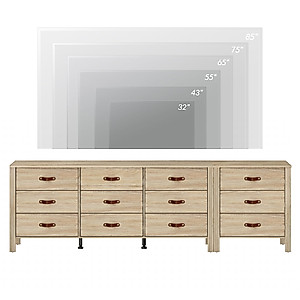 WAMPAT Dresser with 12 Drawers for Bedroom,Wooden Kids Dressers with Wide Chest of Drawers,Mid Century Modern Wooden Closet Storage Organizer,Large Wood Dressers for Living Room, Nursery,White Oak