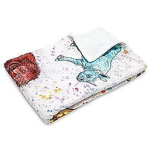 Colorful Animal Baby Blanket | 30 x 40 Inch | Extra Soft Minky Fleece | Unique Watercolor Design