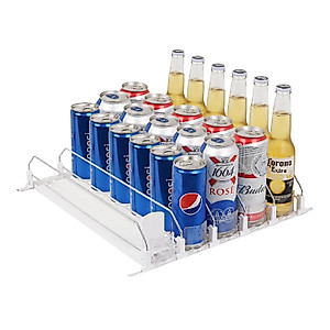 Nisorpa Drink Organizer For Fridge Dispenser, 5 Rows Soda Can Dispenser Water Bottle Organizer For Refrigerator Automatic Beverage Dispenser Pusher Glide Width Adjustable Beer Dispenser for Fridge