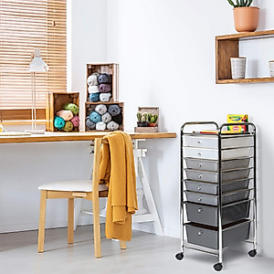 Seville Classics 8-Drawer Multipurpose Mobile Rolling Utility Storage Bin Organizer Cart, Gradient Gray