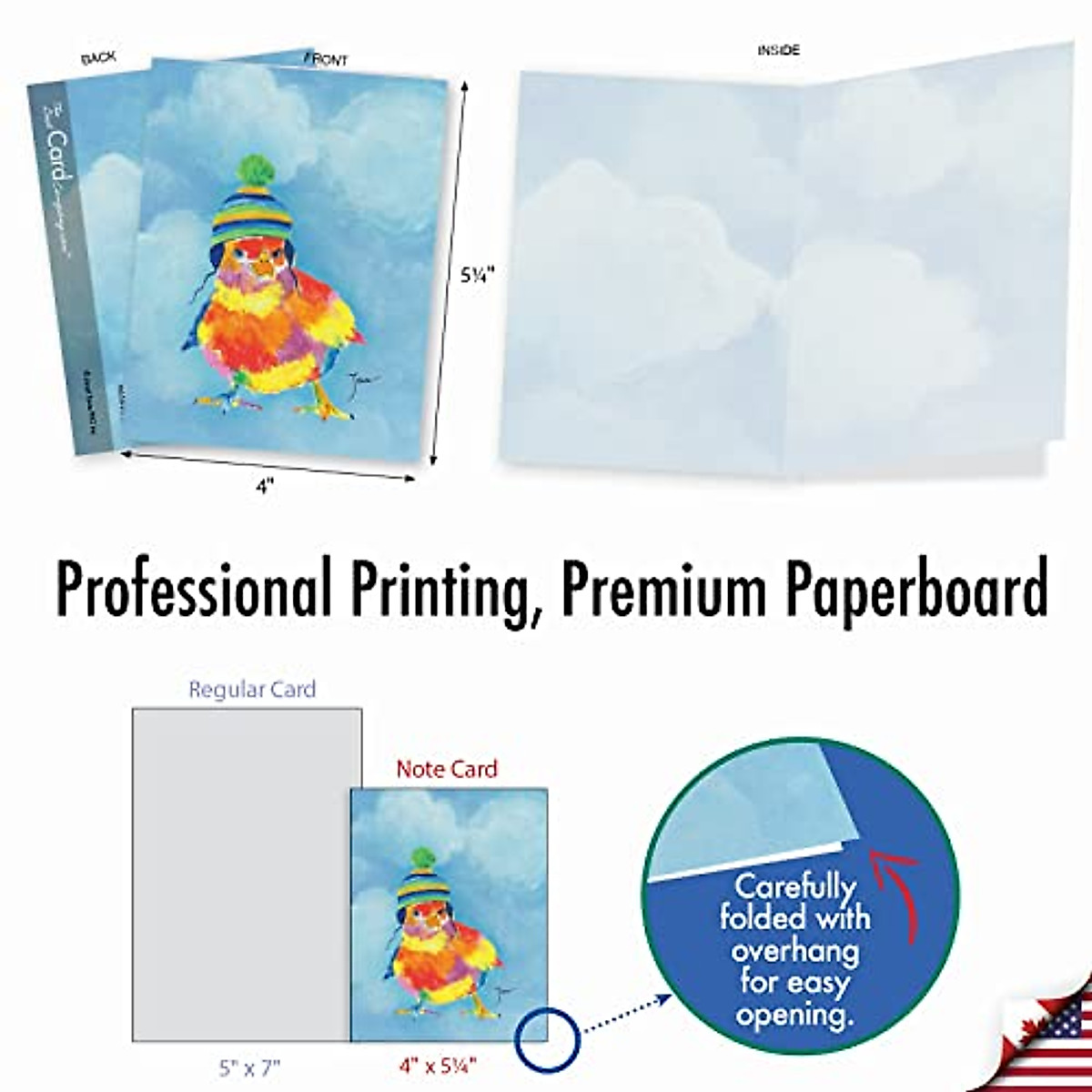 The Best Card Company - 10 Adorable Note Cards Blank (4 x 5.12 Inch) - Wildlife and Animal Cards, Assorted Boxed Kids Set - Funny Farm M6563OCB