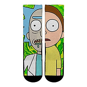 Rick and Morty Premium Cartoon Socks (Small/Medium, Rick & Morty - Split Face)