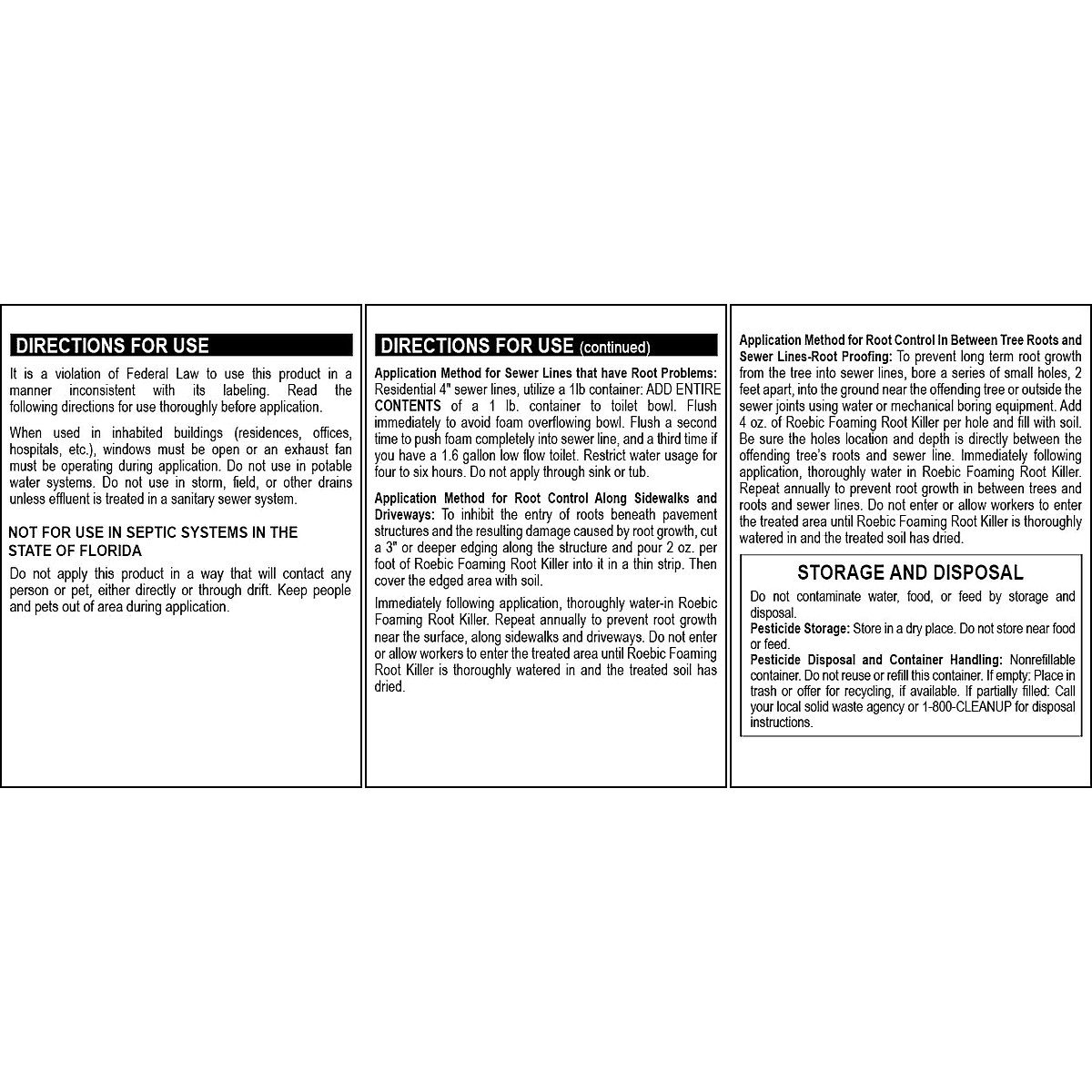 Roebic FRK-1LB Foaming Root Killer, Clears Pipes and Stops New Growth, Safe for All Plumbing, 1 Pound White