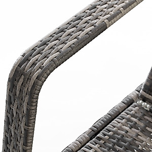 Gardenised Outdoor Weather Resistant Beach or Poolside Rattan Lounge Chair, Charcoal, Set of 2, Brown