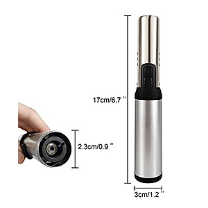 PAPA LONG Chic Refillable Long Butane Torch Lighter with Powerful Single Jet Flame for Kitchen Brulee Cooking BBQ Camping(No Butane included)