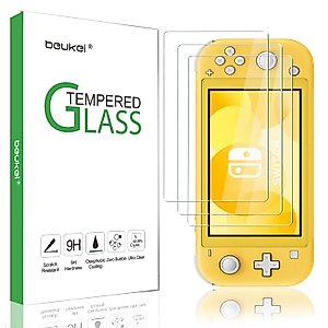 beukei (3 Pack) Screen Protector Tempered Glass Compatible for Nintendo Switch Lite 2019, 9H Hardness, Anti Scratch, Bubble Free