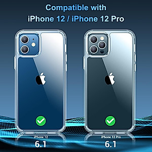 Temdan iPhone 12/12 Pro Case, [Not Yellowing] [Ultra Slim] Lightweight & Thin, Shockproof Protective, Screen & Camera Protection - Crystal Clear