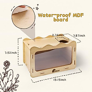 Rubor Hamster Digging Box Syrian Visible Hideout and Exploration House with Acrylic Transparent Board for Dwarf Gerbils Mice Degus or Other Small Pets