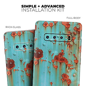 DesignSkinz Teal Painted Rustic Metal Protective Vinyl Decal Wrap Skin Cover Compatible with The Samsung Galaxy S20 (Screen Trim & Back Glass Skin)