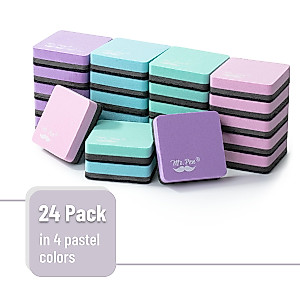 Mr. Pen- Mini Dry Erase Eraser, 24 Pack, Pastel Colors, Magnetic Dry Eraser, Whiteboard Eraser, Dry Erasers for Whiteboard, Magnetic Dry Erase Eraser, Dry Erase Board Erasers, Whiteboard Erasers