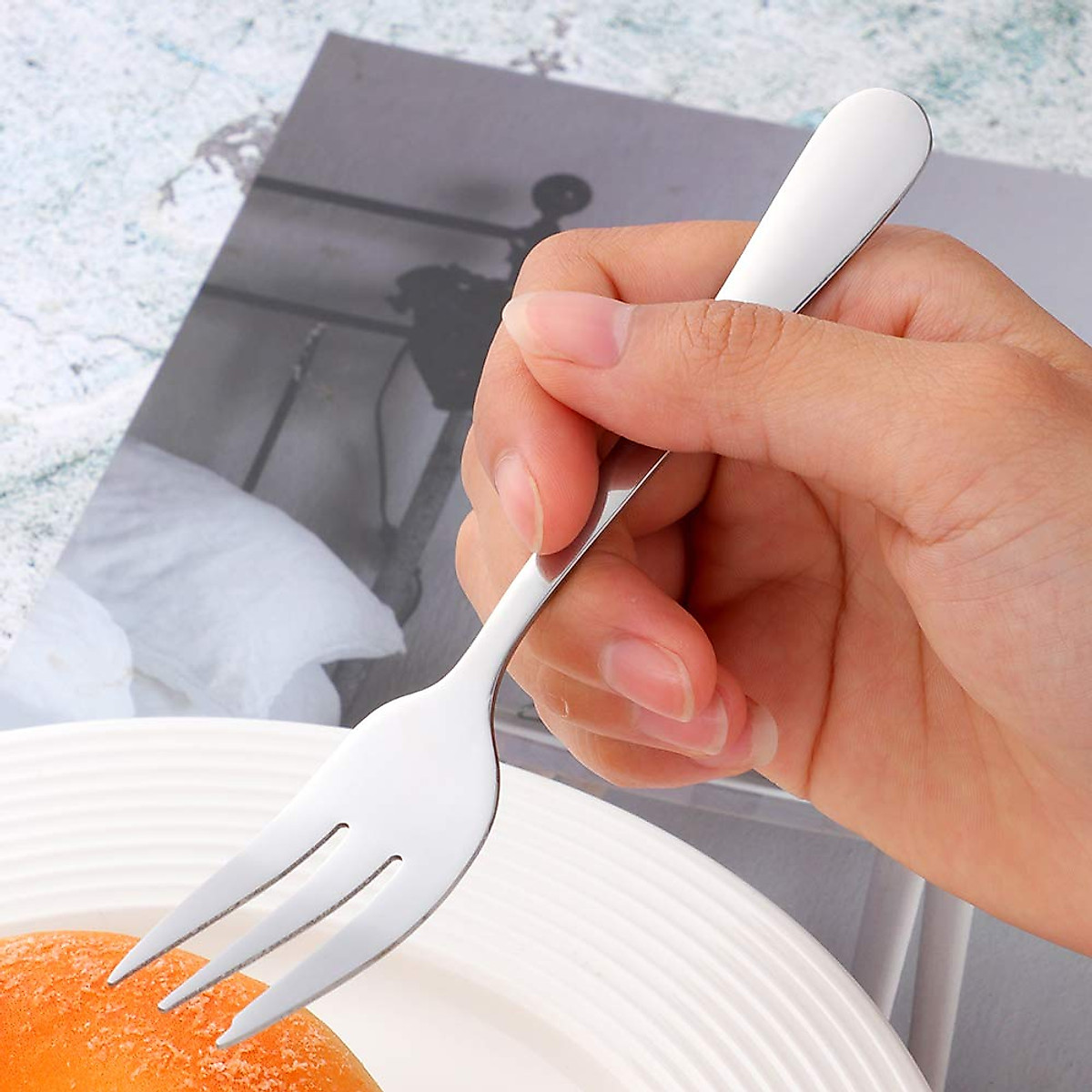 Buyer star Cake Server and Knife Set,Silver 18/8（304) Stainless Steel Big, Small Cake Shovel, Cake Knife, and Dessert Fork*8/Cake Cutting Sets for Wedding, Anniversary, Party Supplies