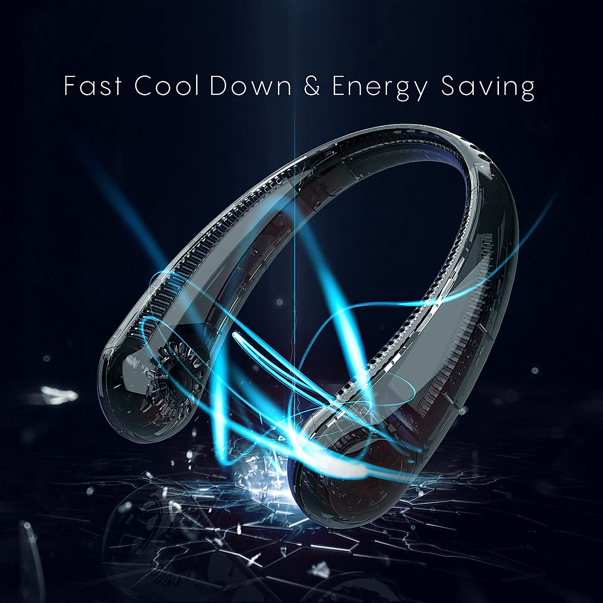 AOBOR Portable Neck Fan, 4000mAh Leafless USB Hanging Neck Fan, Wearable Personal Fan, Rechargeable, Black